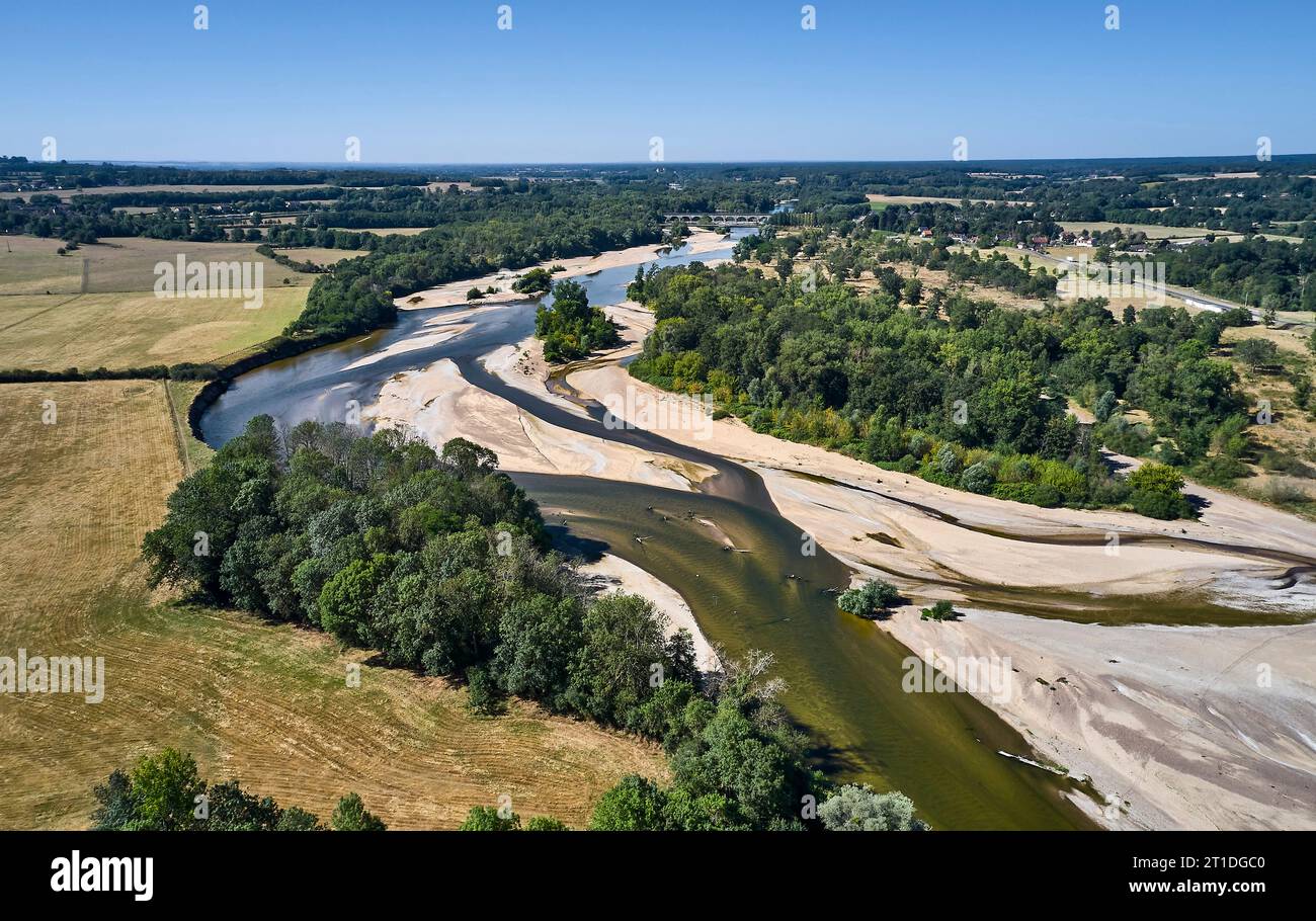 The Allier headland, confluence of the River Loire and River Allier at ...