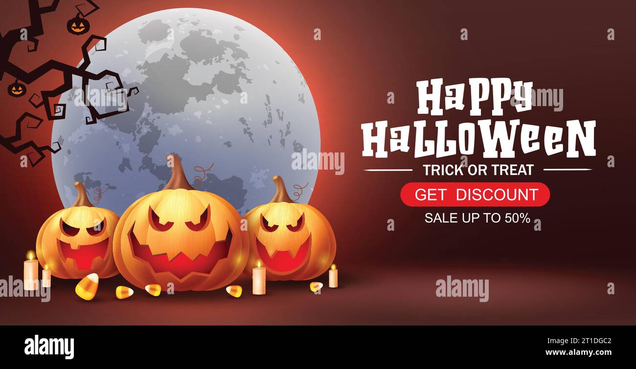 Halloween sale text vector banner design. Happy halloween discount ...