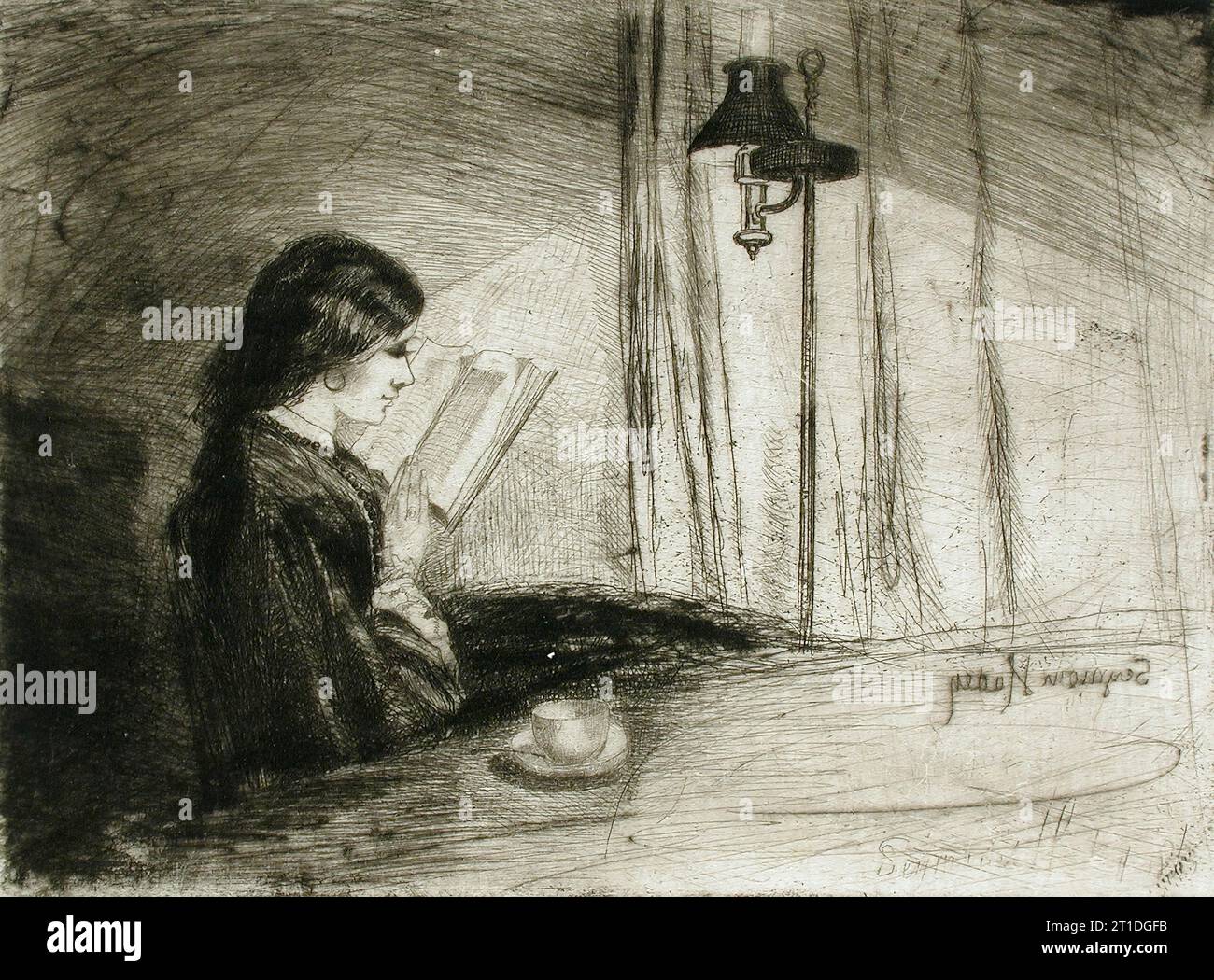 A Lady Reading, 1858 Stock Photo - Alamy