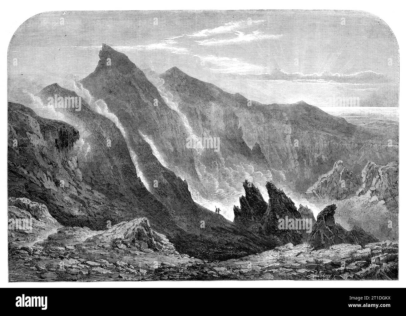 The Crater of Mount Etna - from a drawing by S. Read, 1860. 'Etna ...