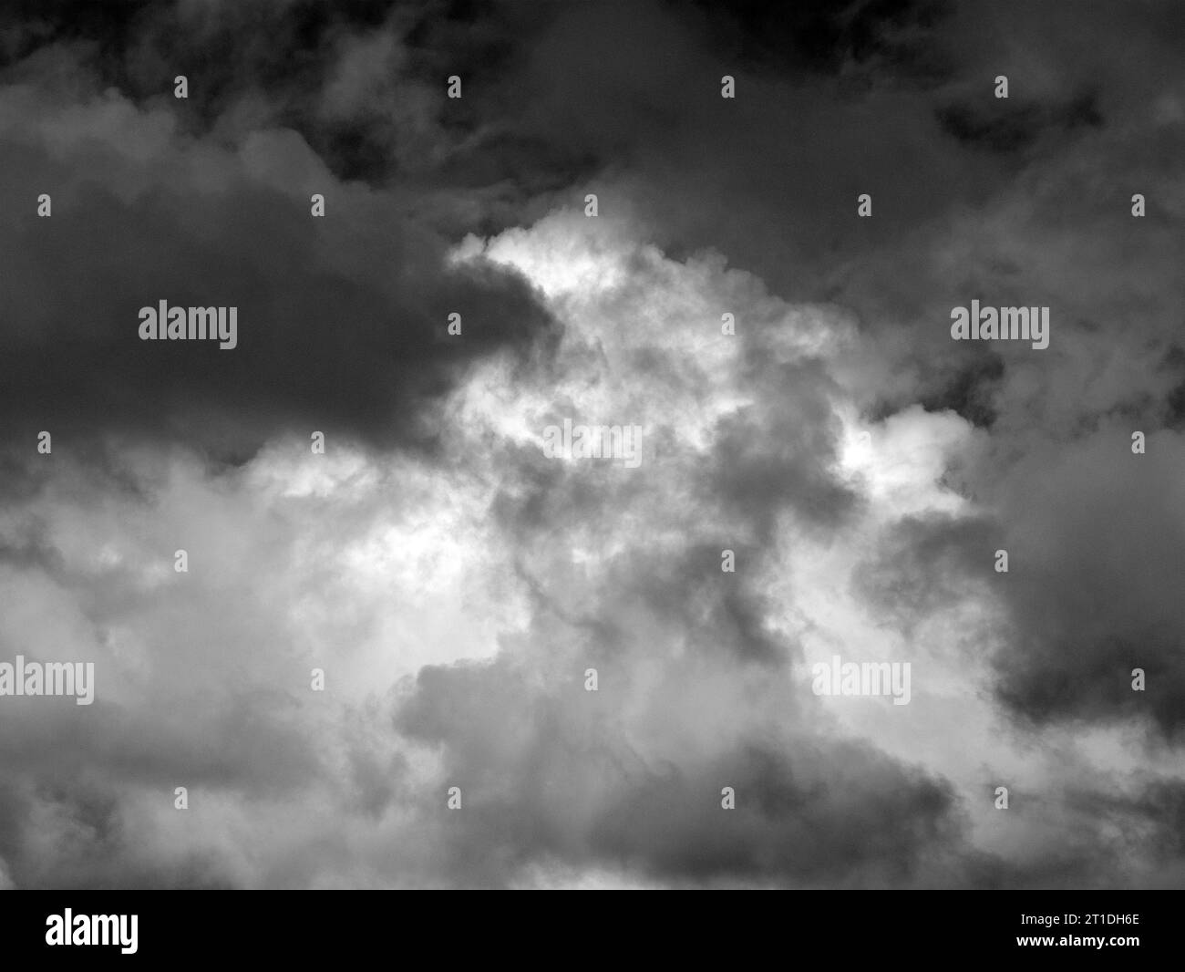 Flight over cumulus clouds view Black and White Stock Photos & Images ...