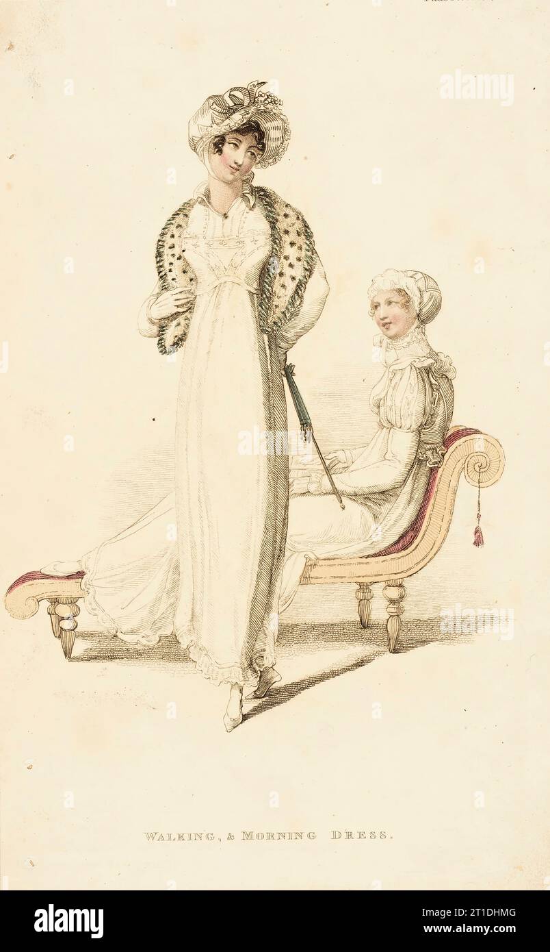 Fashion Plate (Walking, & Morning Dress), 1810 Stock Photo - Alamy