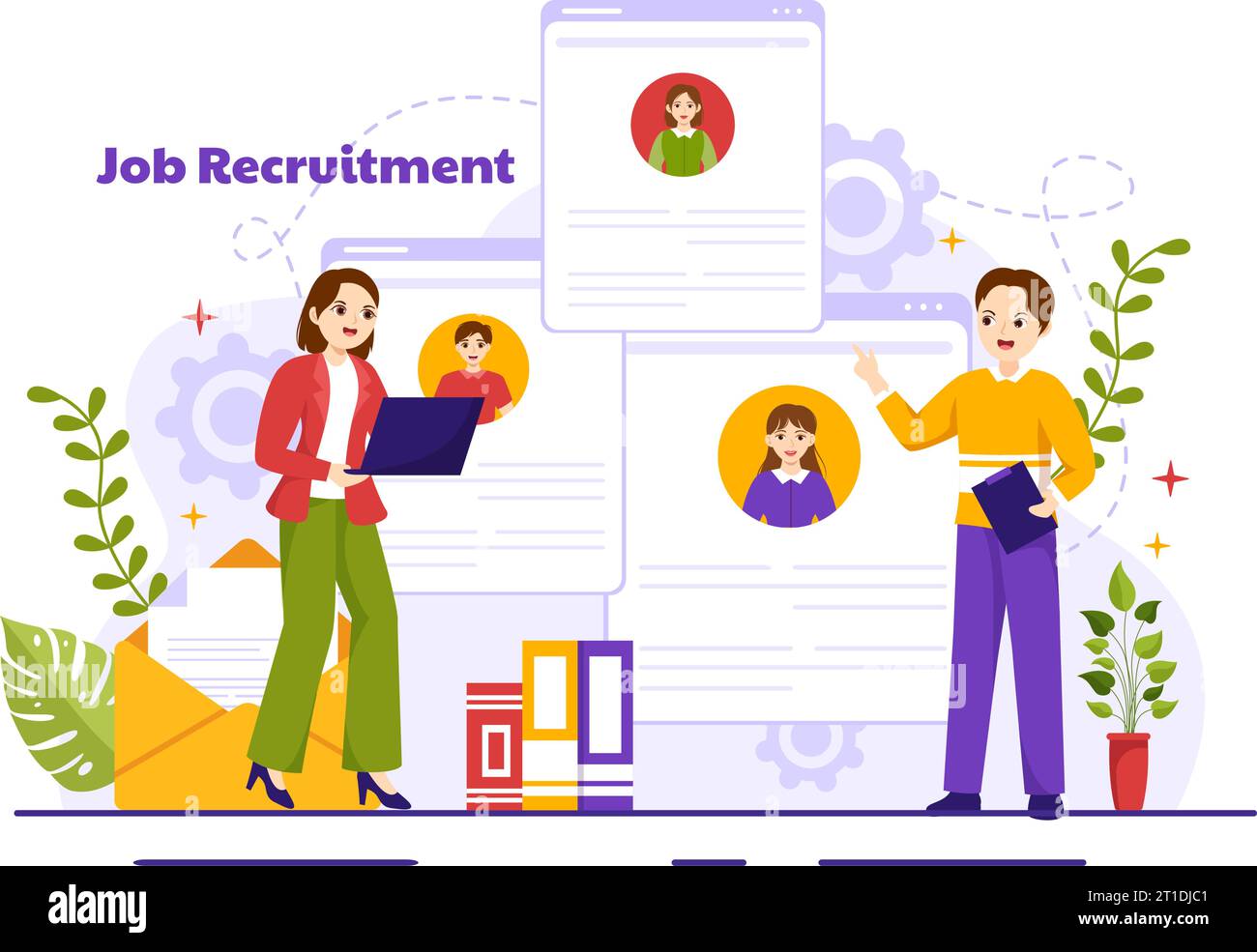 Job Recruitment or We are Hiring Vector Illustration with Candidates ...