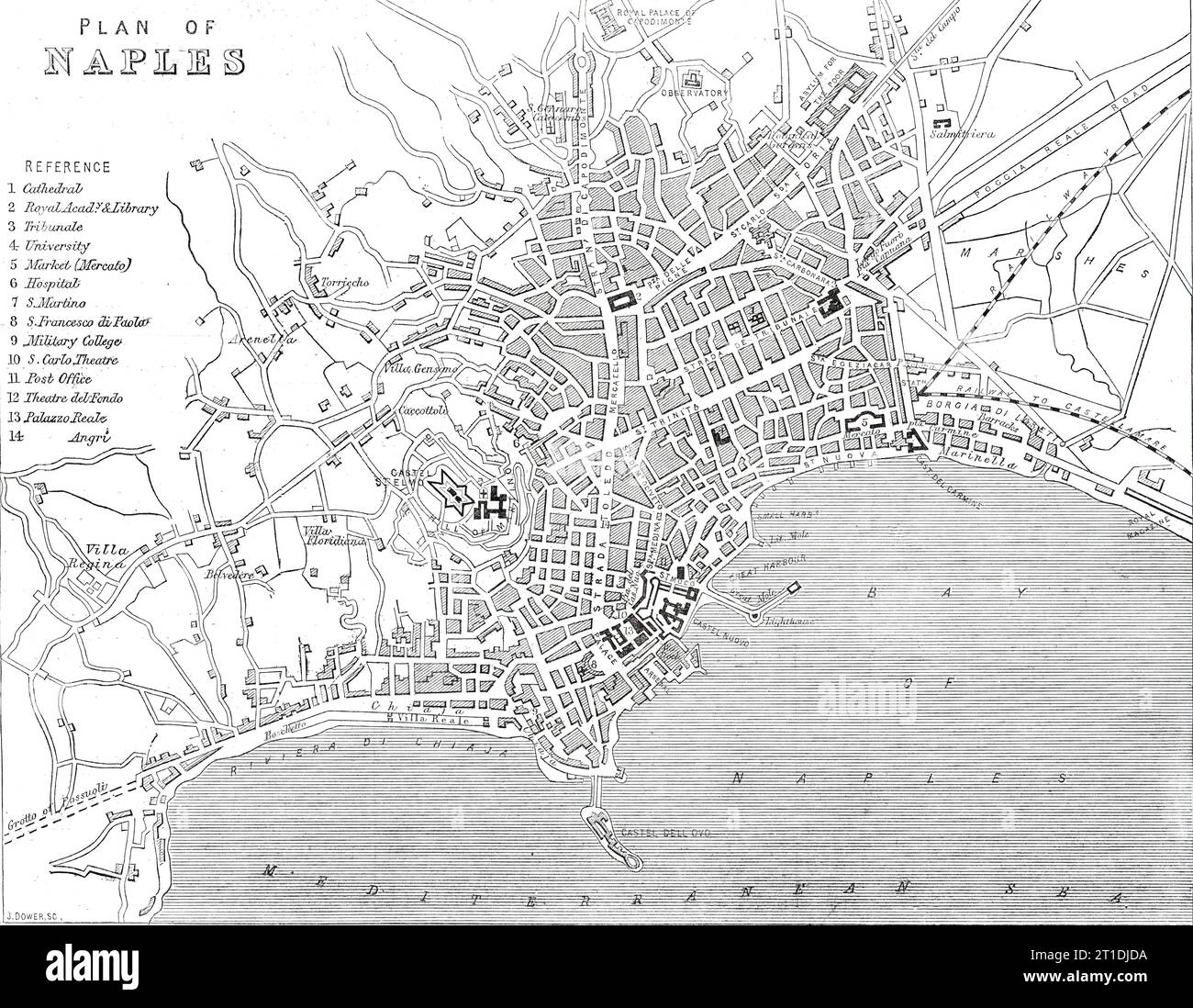 Plan of Naples, 1860. 'Naples is built at the base and on the slopes of ...