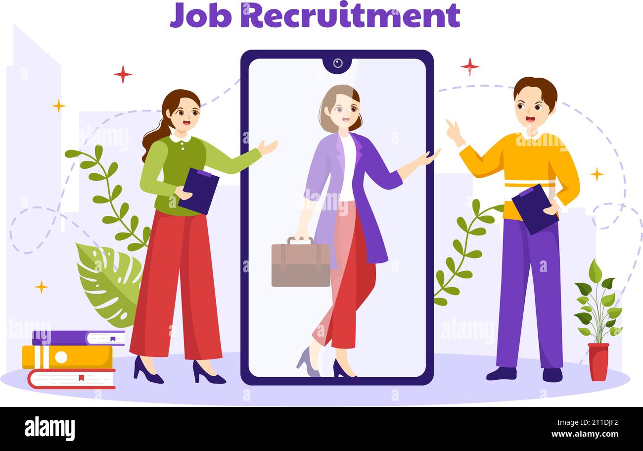 Job Recruitment or We are Hiring Vector Illustration with Candidates ...