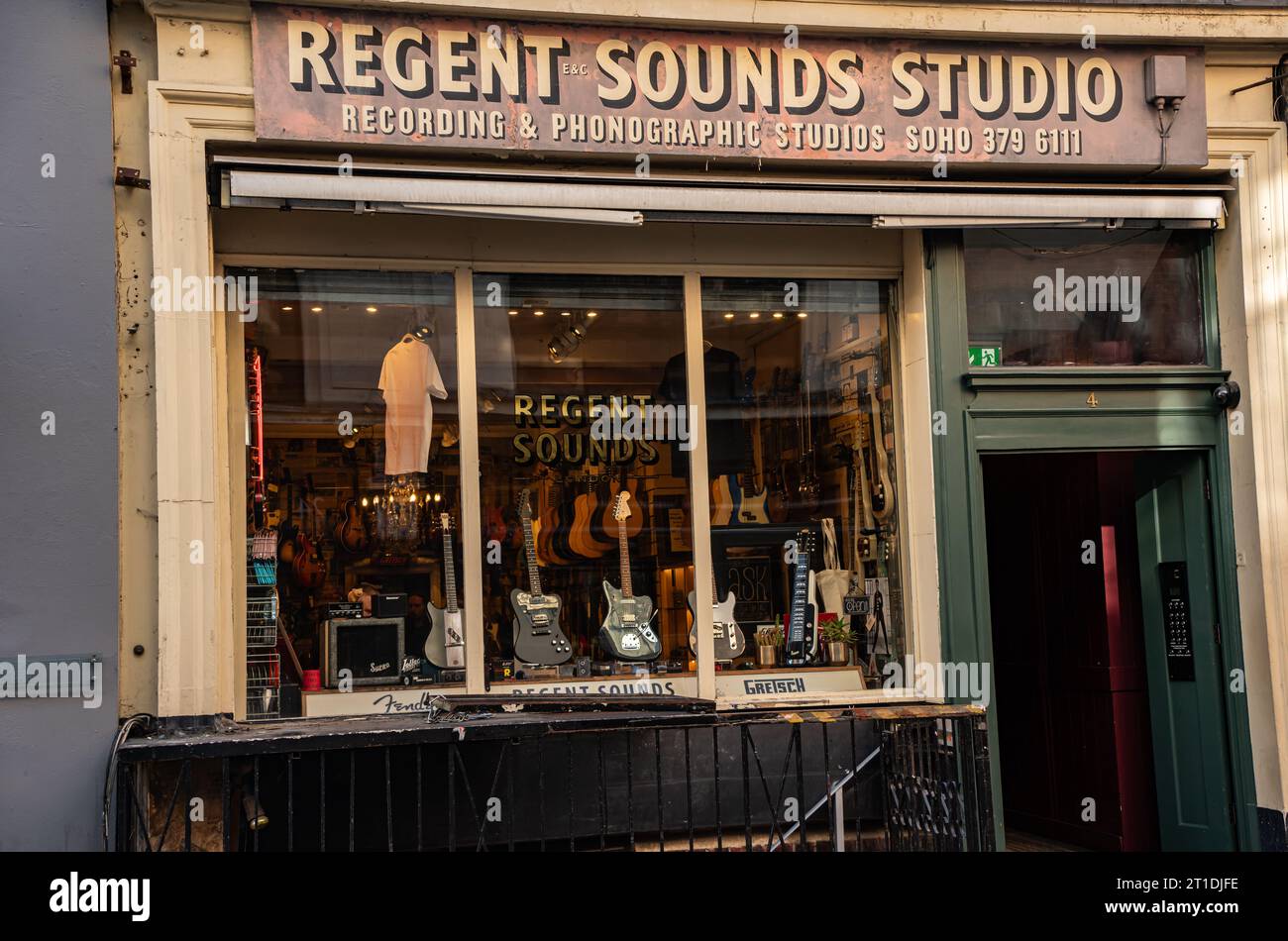 Upscale guitar shops on Denmark Street in London offering guitars and ...