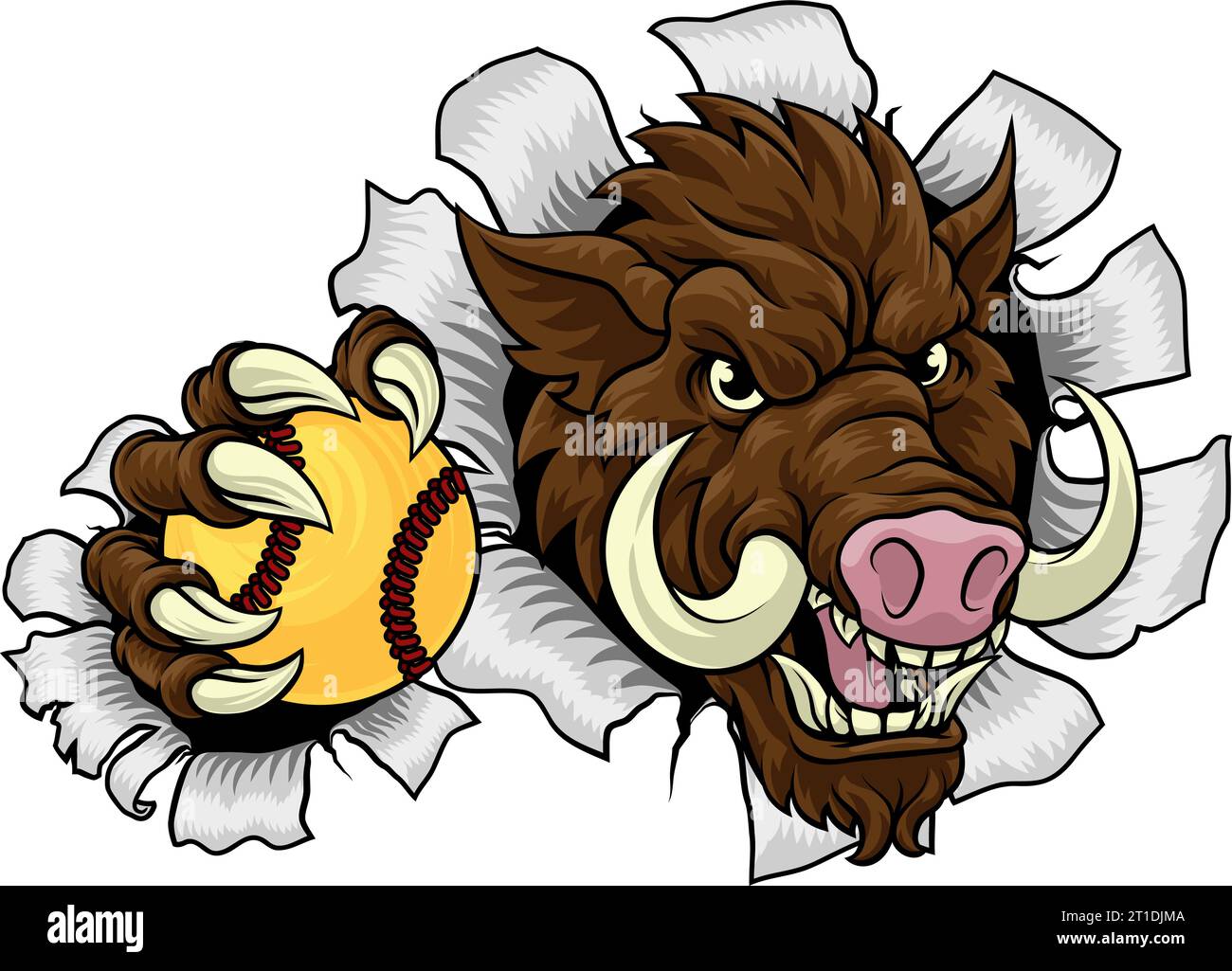 Boar Wild Hog Razorback Warthog Softball Mascot Stock Vector Image ...