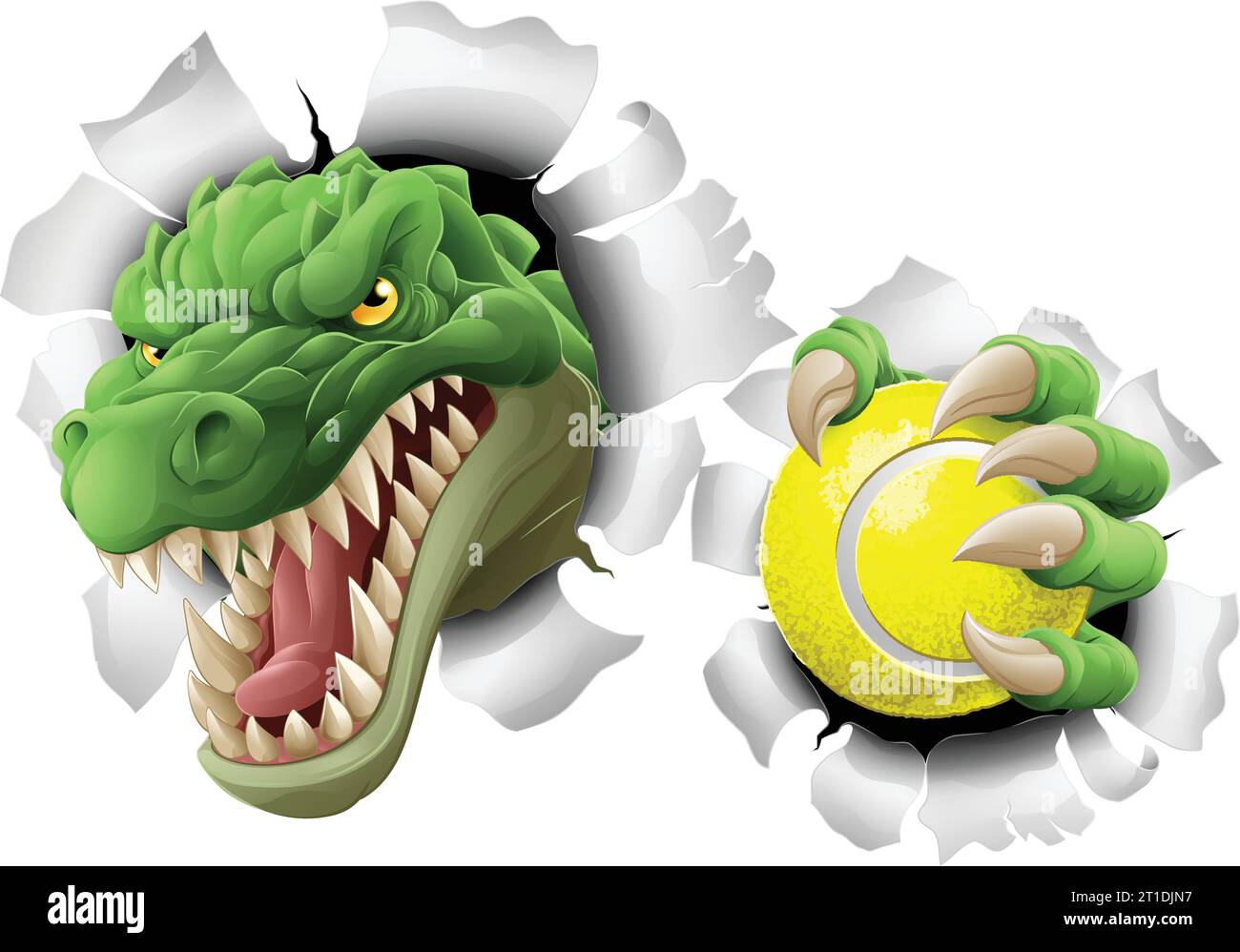 Crocodile Dinosaur Alligator Tennis Sports Mascot Stock Vector Image ...