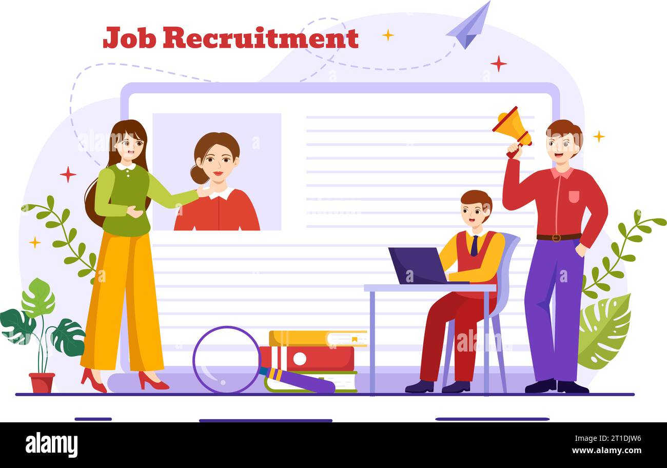 Job Recruitment or We are Hiring Vector Illustration with Candidates ...