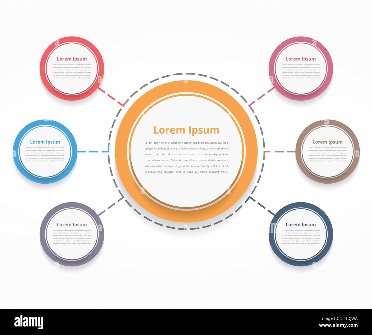 Circle diagram with six elements, steps or options, flowchart or ...