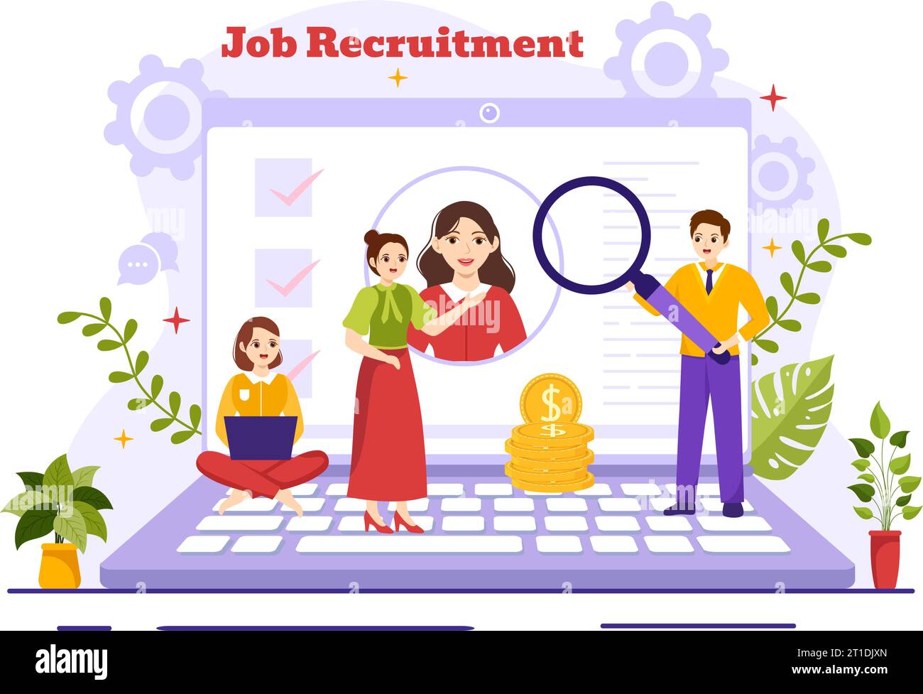 Job Recruitment or We are Hiring Vector Illustration with Candidates ...