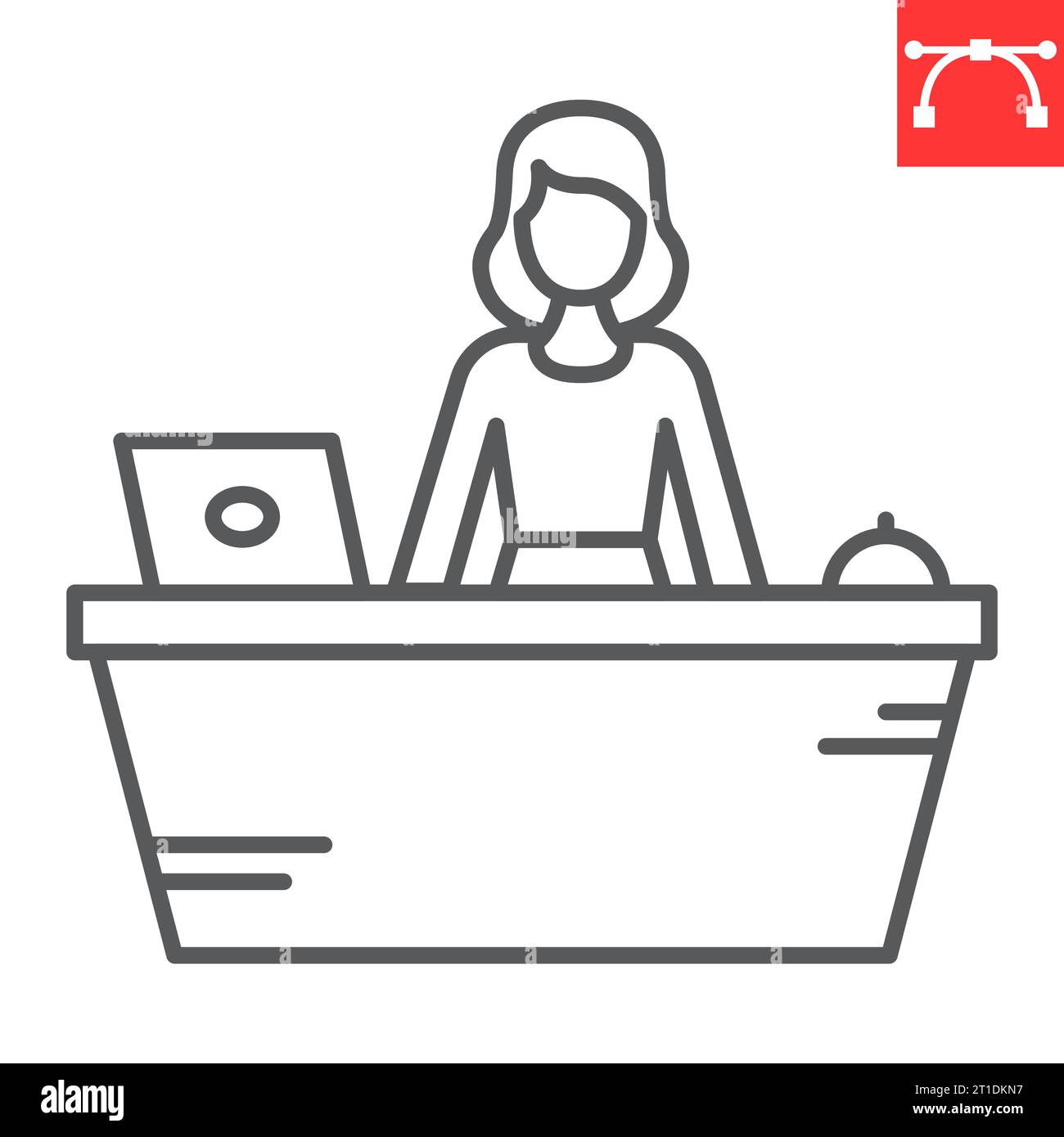 Reception line icon, receptionist and hotel services, customer service ...