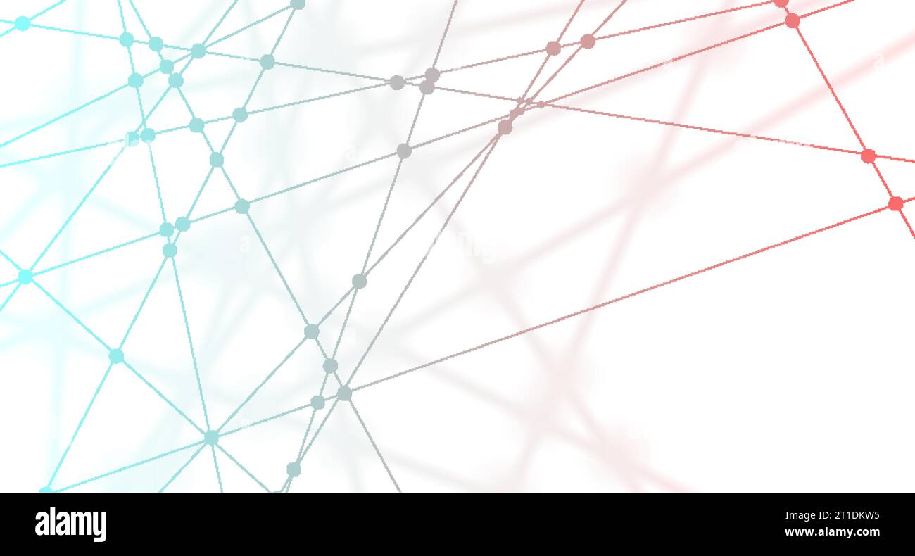 Technology bright low poly connection abstract background. Blue and red blurred futuristic ...