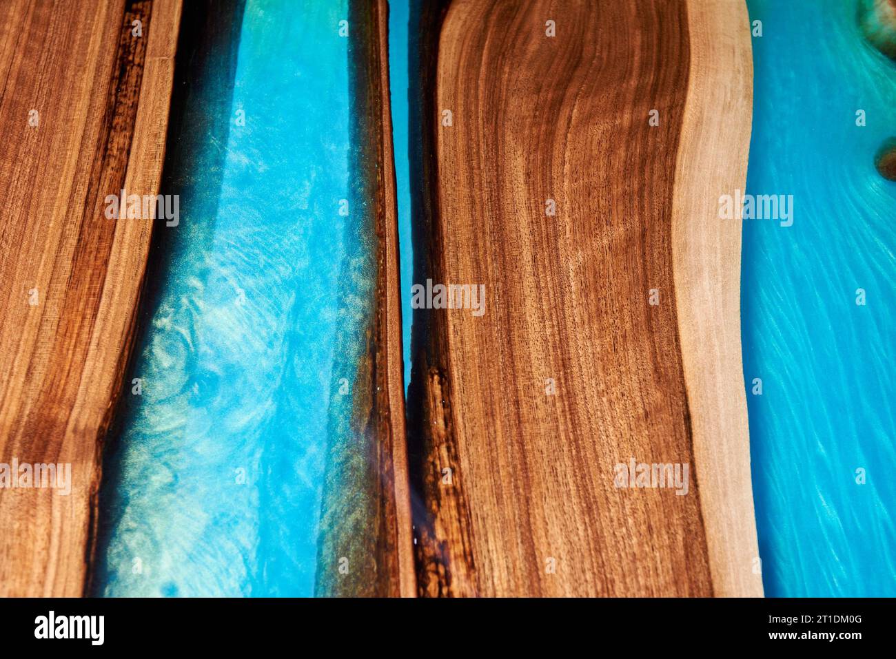 Texture of a wooden table with epoxy resin closeup Stock Photo - Alamy