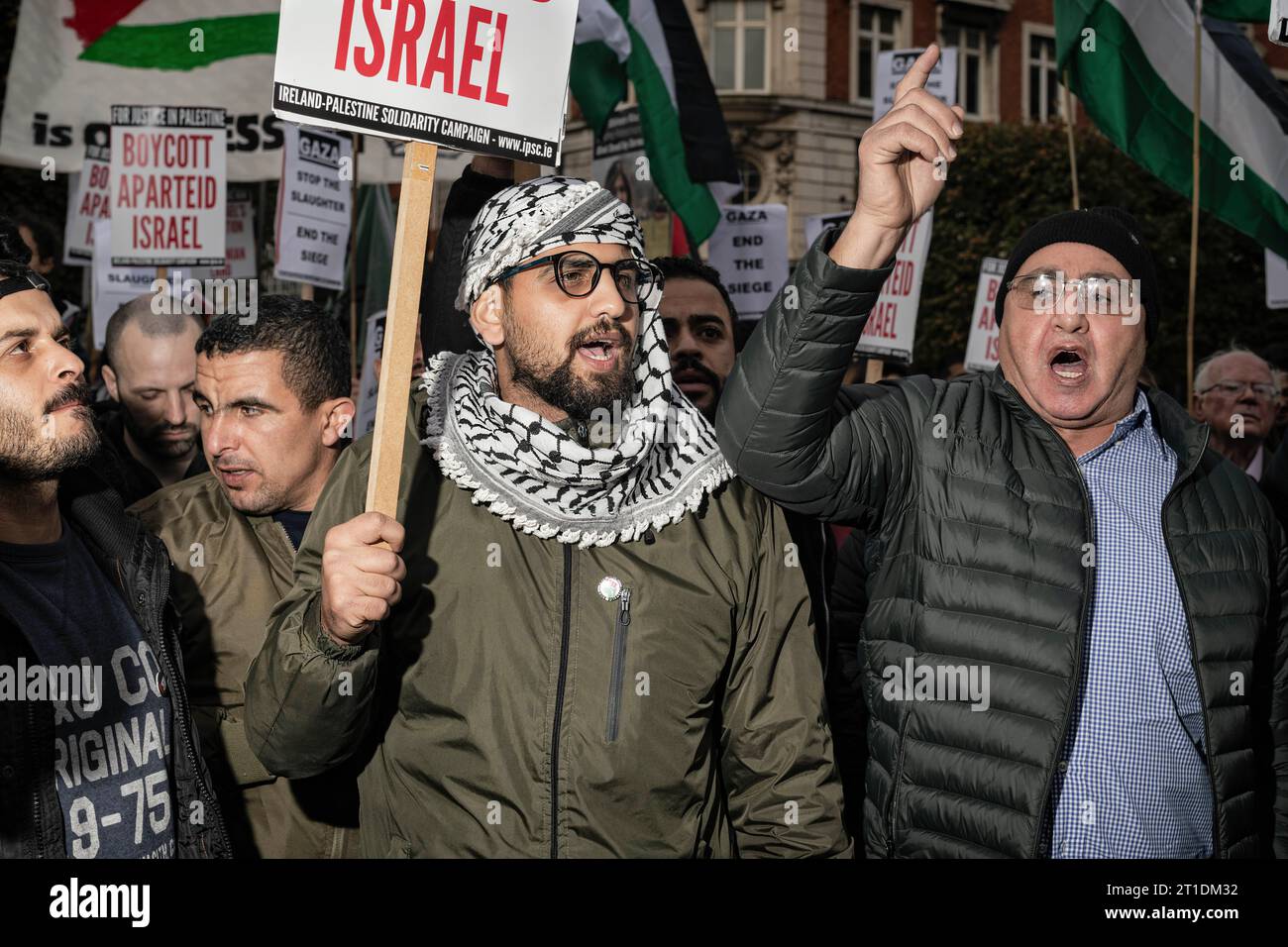 Members of the Palestinian community march during the demonstration ...