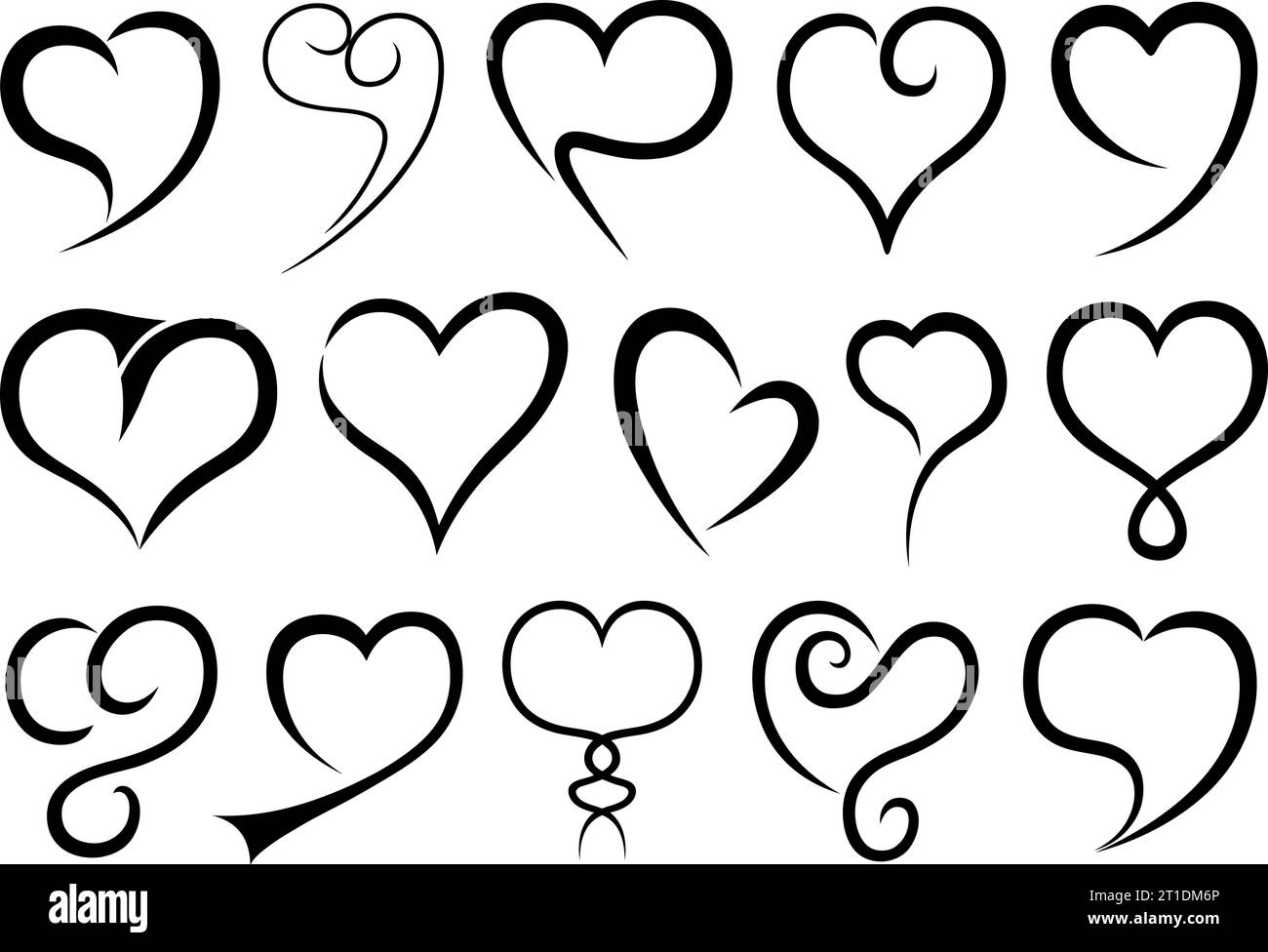 Set of different line hearts isolated on white Stock Vector Image & Art ...