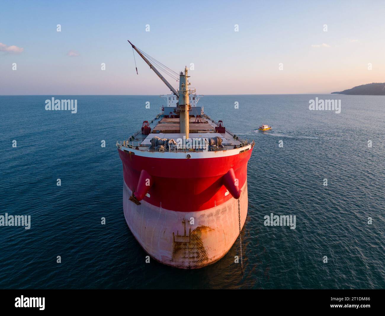 Aerial top view of Large general cargo ship tanker bulk carrie Stock ...