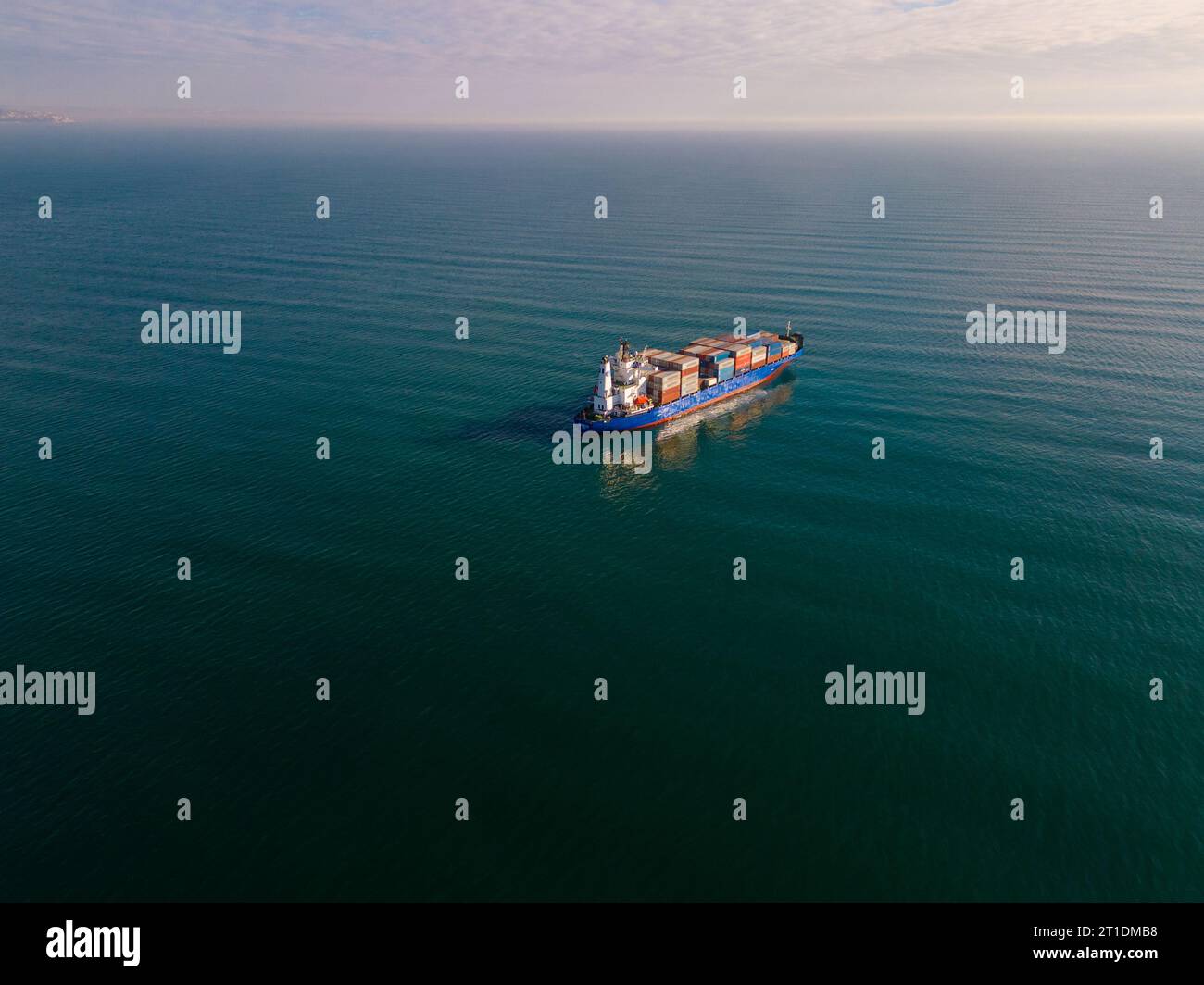 Aerial top view container ship, shipping or transportation concept ...