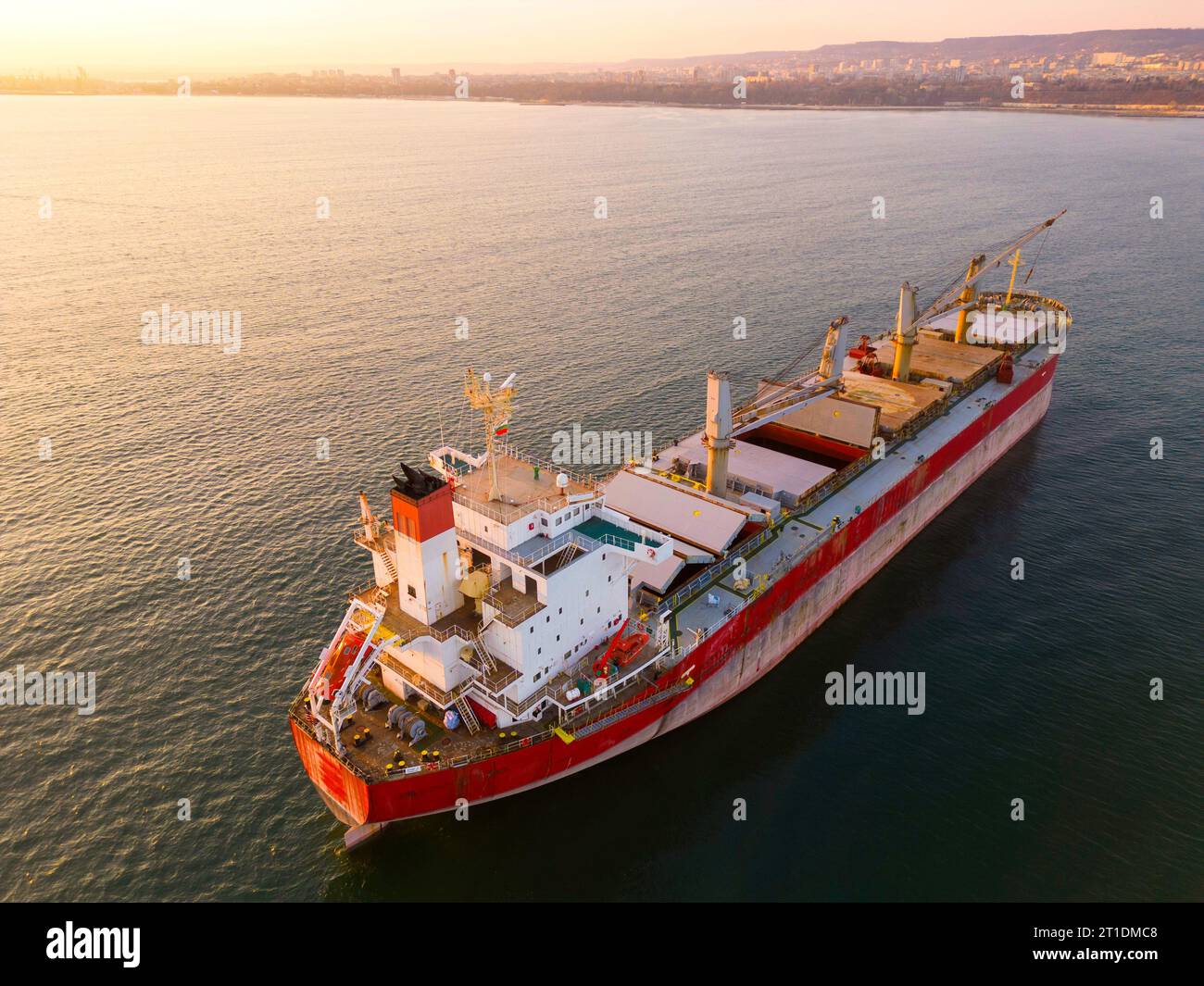Aerial top view of Large general cargo ship tanker bulk carrie Stock ...