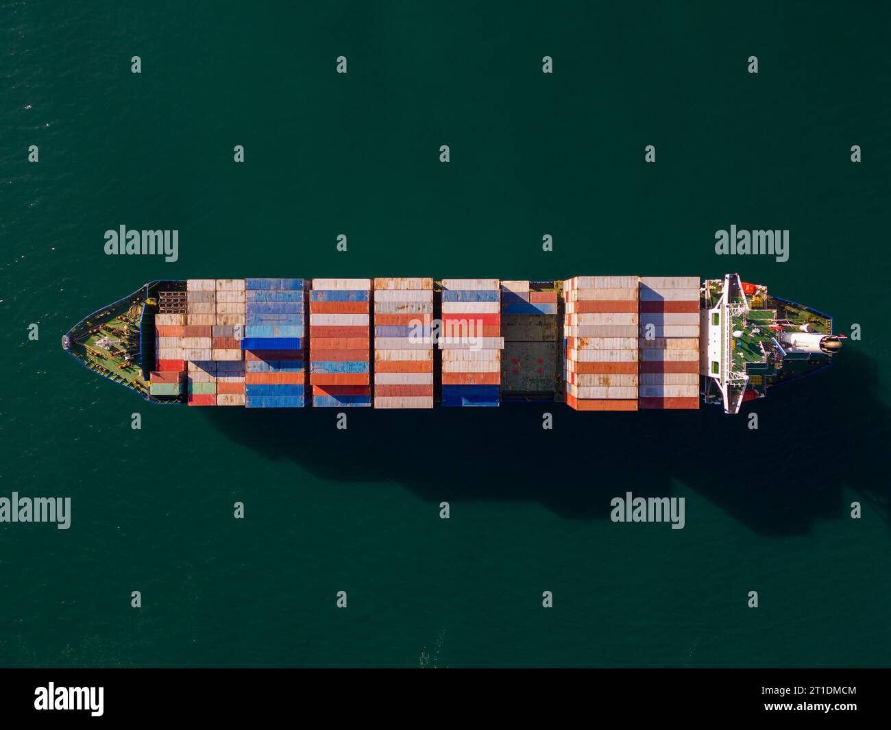 Aerial top view container ship, shipping or transportation concept ...