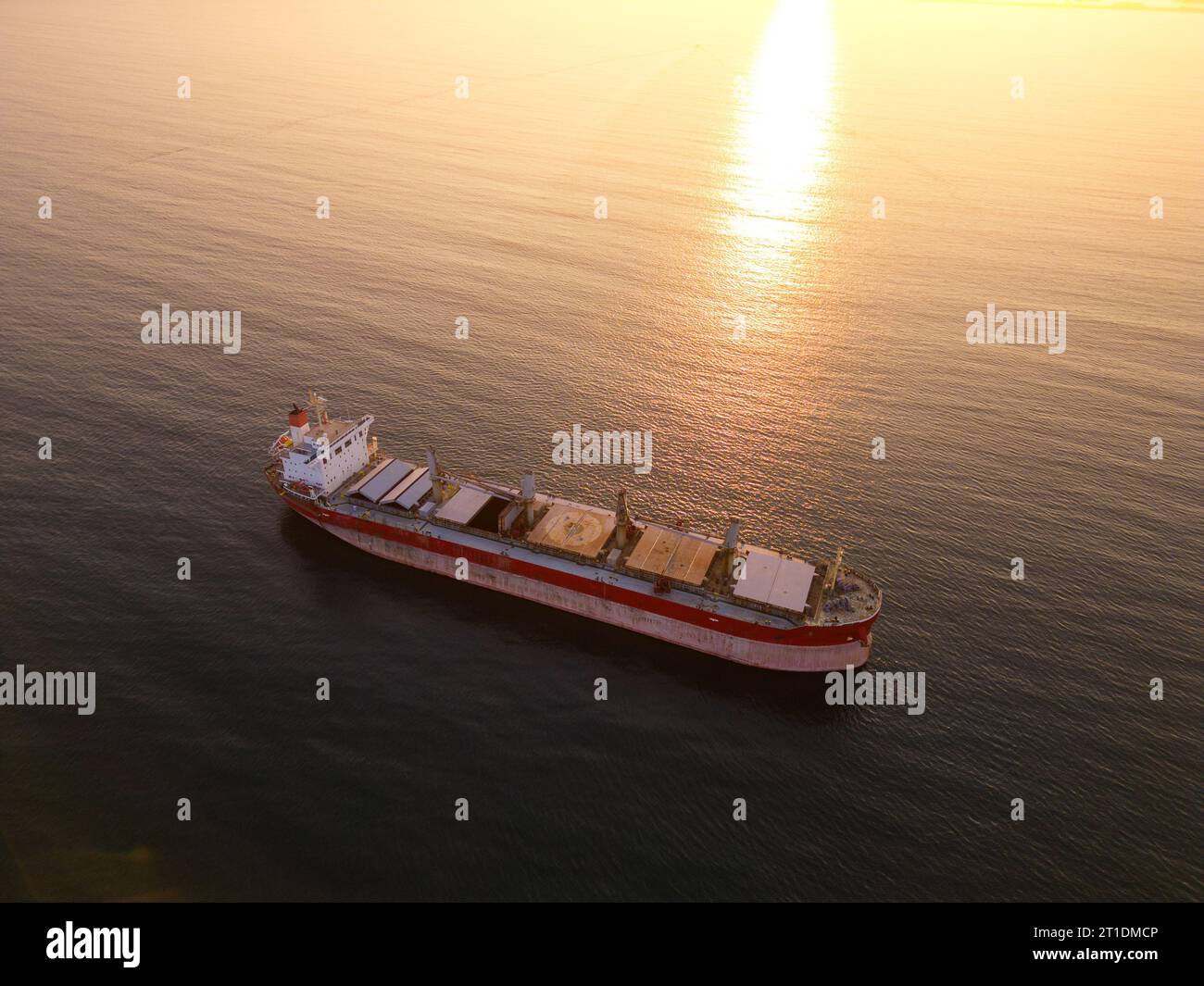 Aerial top view of Large general cargo ship tanker bulk carrie Stock ...