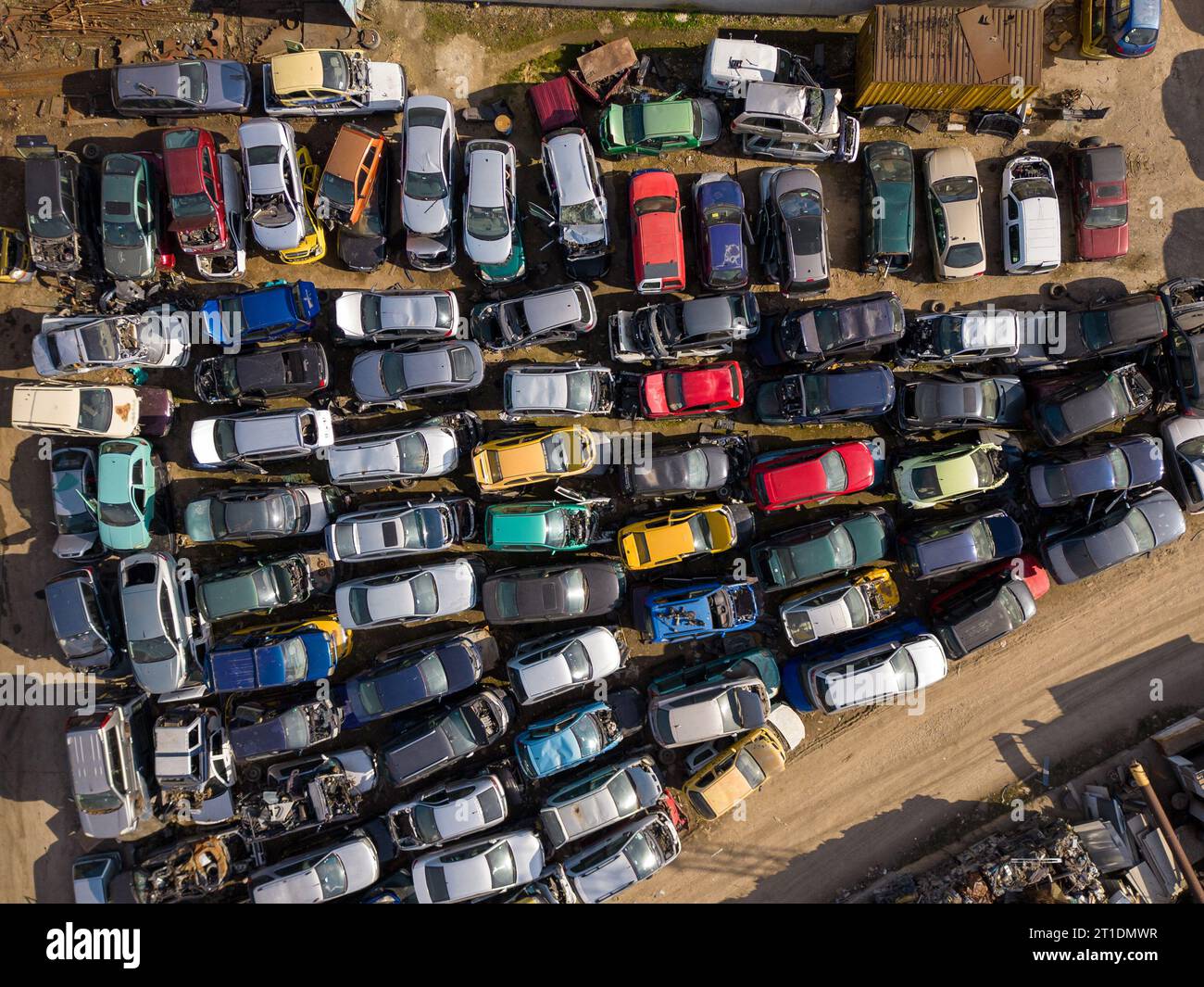 Aerial top view of the big car dump Stock Photo - Alamy