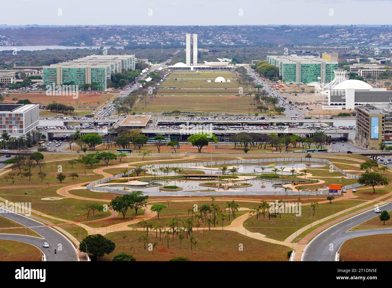 BRASILIA, BRAZIL - AUGUST 30, 2023: Aerial view of Monumental Axis of ...