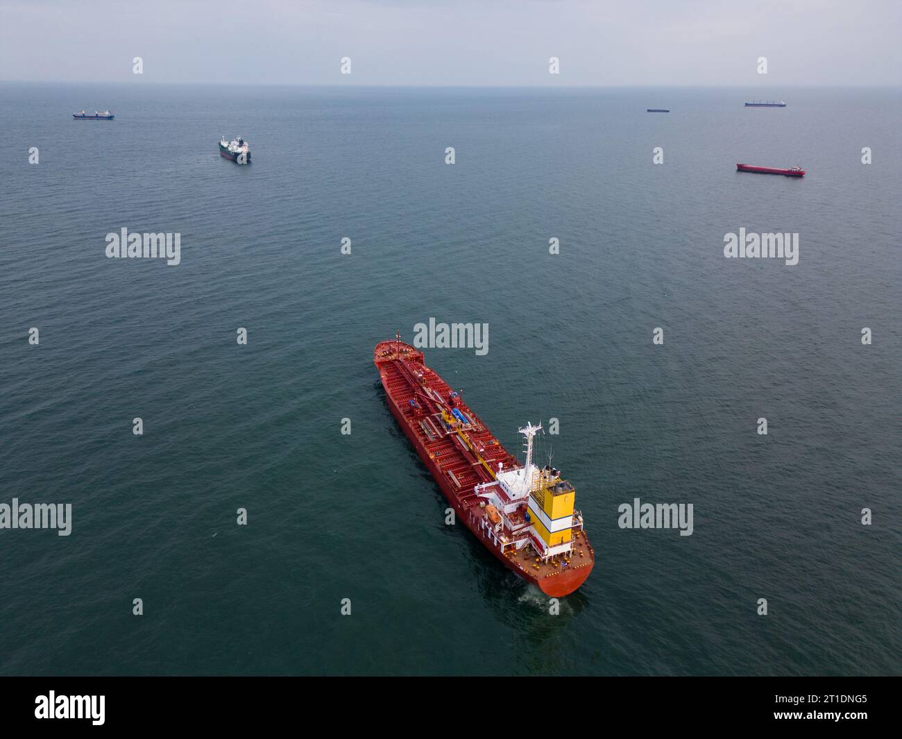 Aerial top view of Large general cargo ship bulk carrier Stock Photo ...
