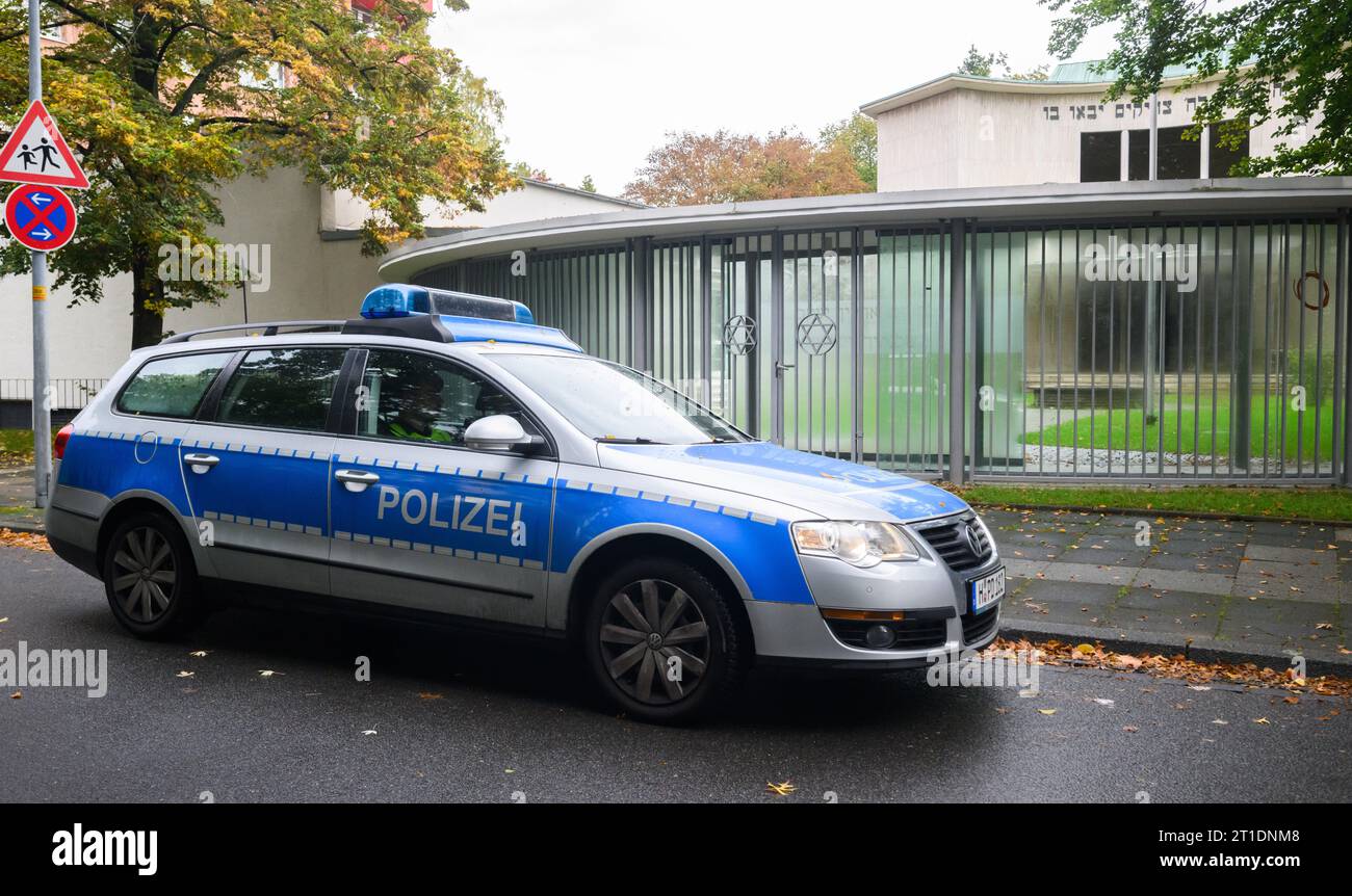 Hanover, Germany. 13th Oct, 2023. A police vehicle is parked at the ...