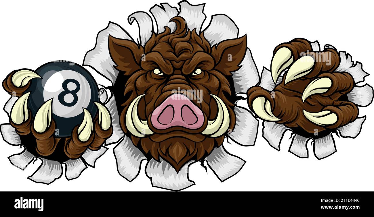 Boar Wild Hog Razorback Warthog Pig Pool Mascot Stock Vector Image ...