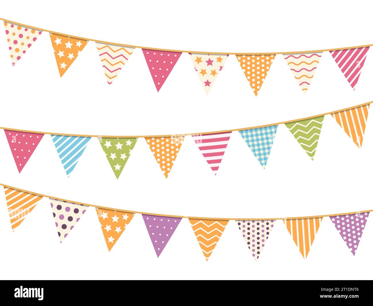 Different colorful bunting for decoration of invitations, greeting ...
