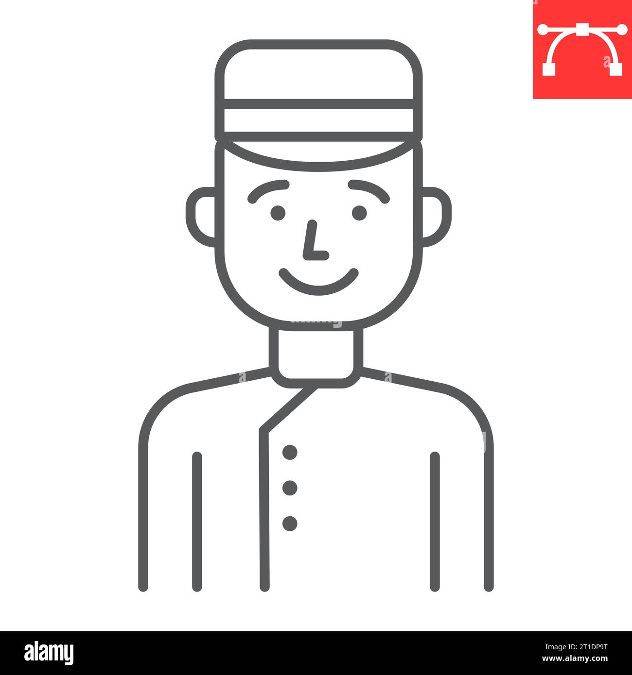 Bellboy line icon, uniform and hotel service, bellhop vector icon ...