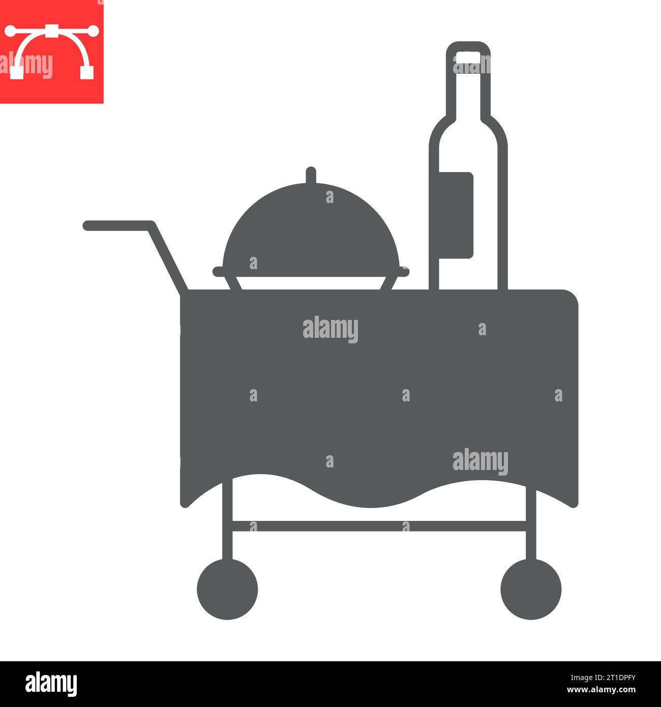 Room service glyph icon, food order and hotel services, room service ...