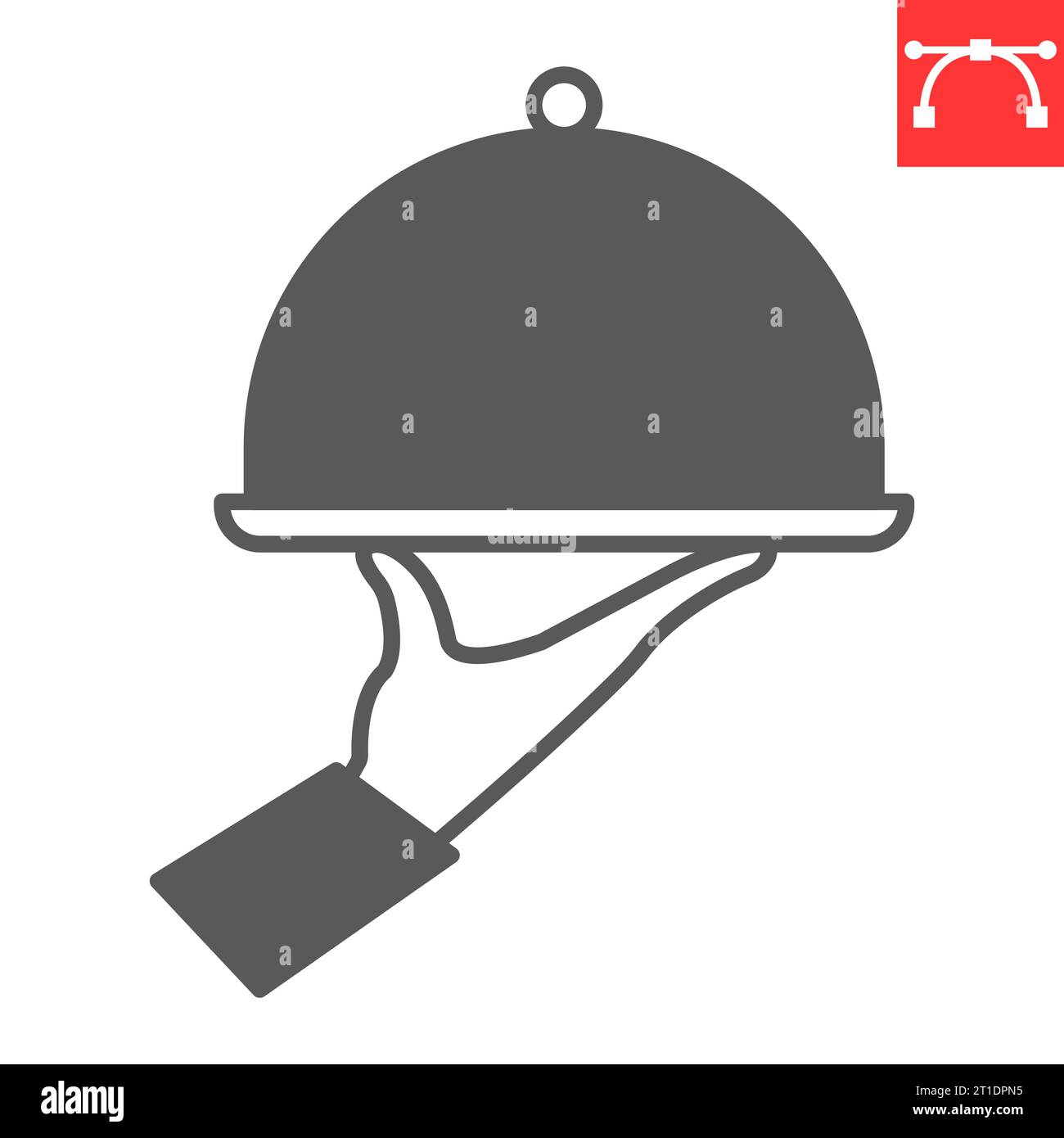 Serving food glyph icon, dinner and hotel services, hand holding cloche serving plate vector ...