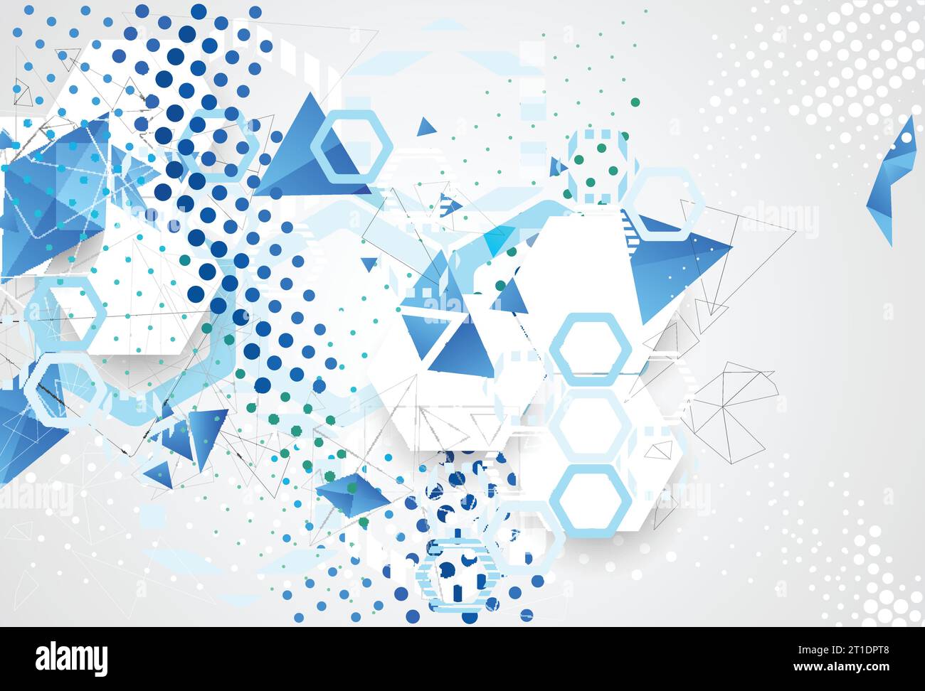 Abstract pattern dotted hexagons and triangle. Circle and rhombus ...