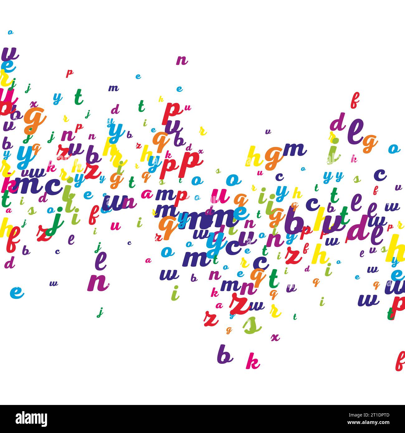 Falling letters of English language. Colorful childish flying ...