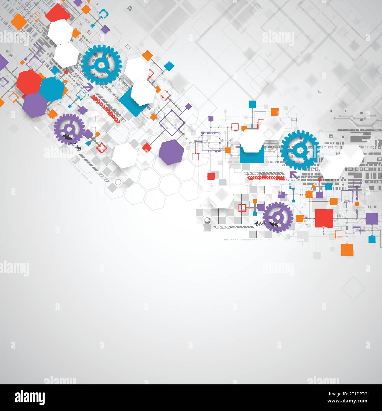Abstract technology background with various technological elements ...
