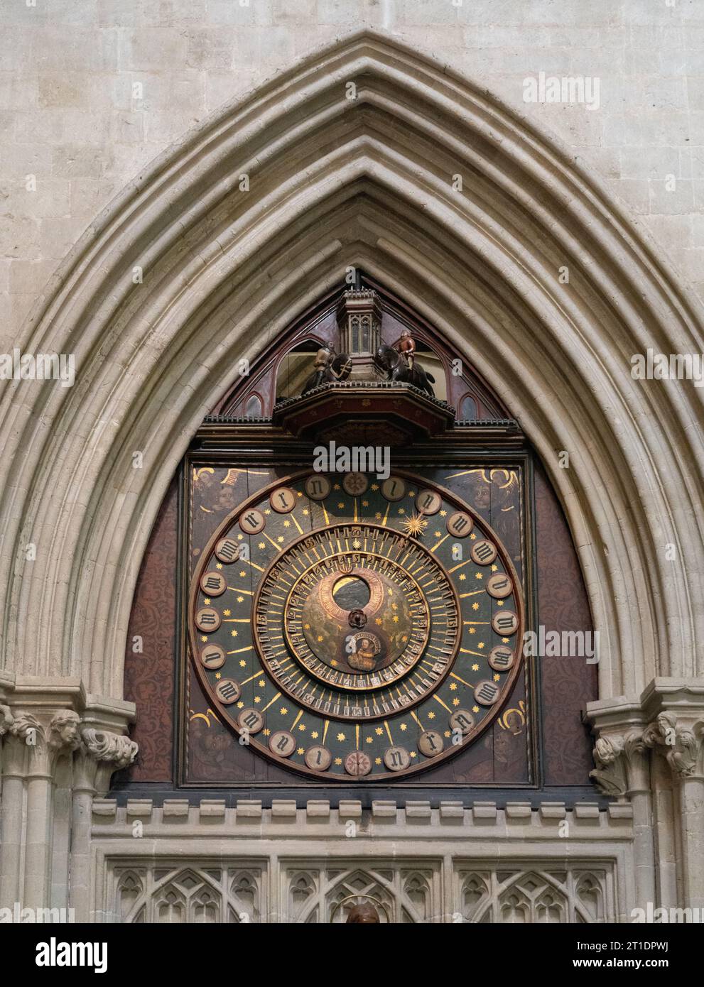 The clock in the Wells Cathedral, considered the second oldest working ...