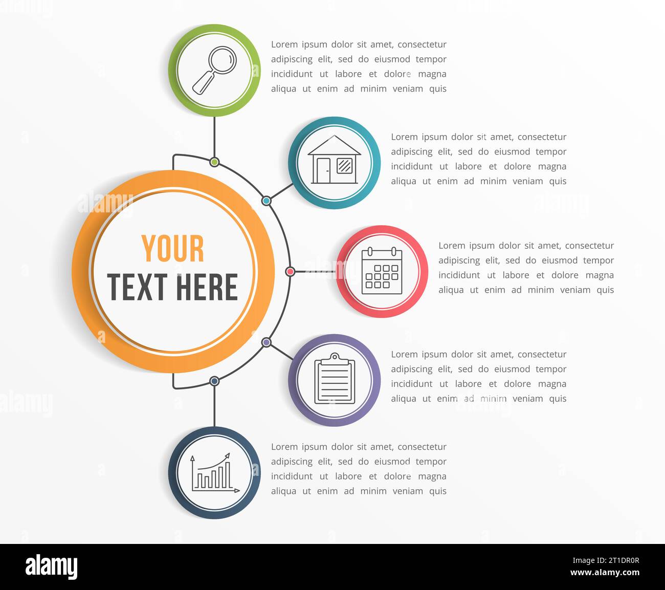 Infographic template with five steps or options, workflow, process ...