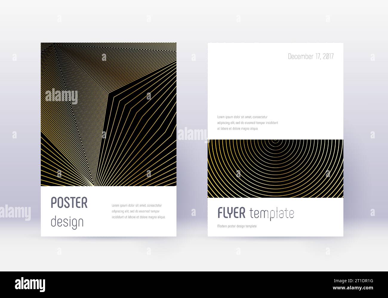 Minimalistic cover design template set. Gold abstract lines on black ...