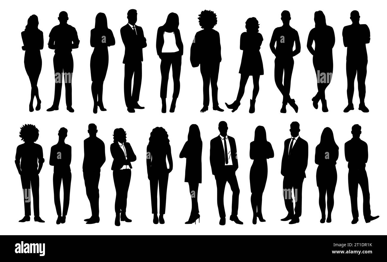 Silhouettes of business people standing vector art Stock Vector Image ...