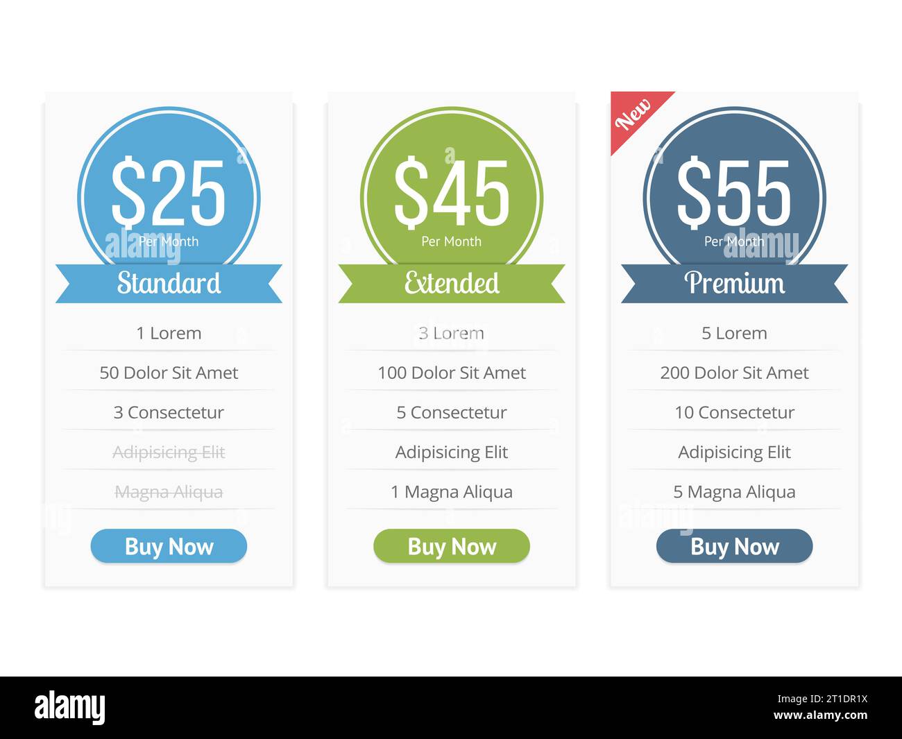 Pricing table template with three plans for websites, vector eps10 ...