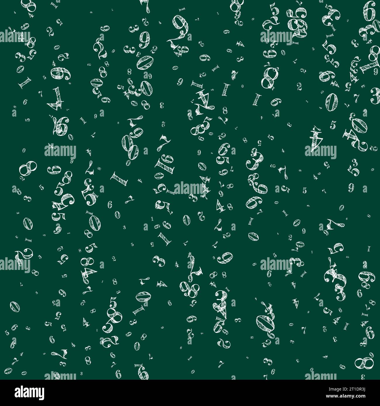 School math notebook cover. White chalk numbers floating in the air ...