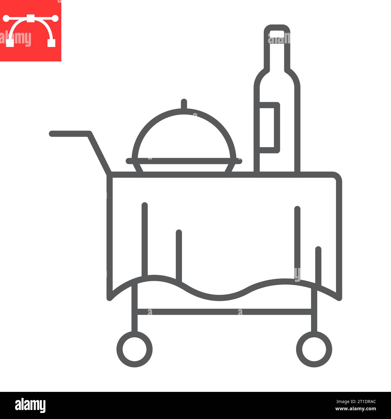 Room service line icon, food order and hotel services, room service ...