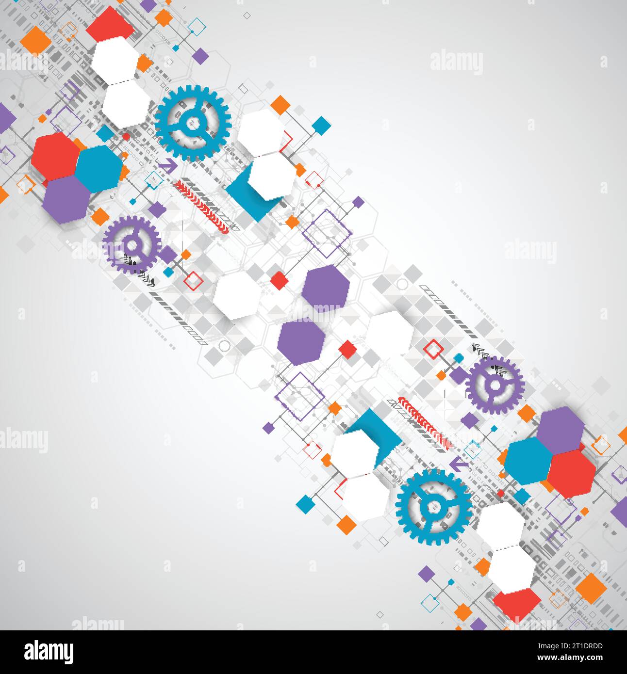 Abstract technology background with various technological elements ...