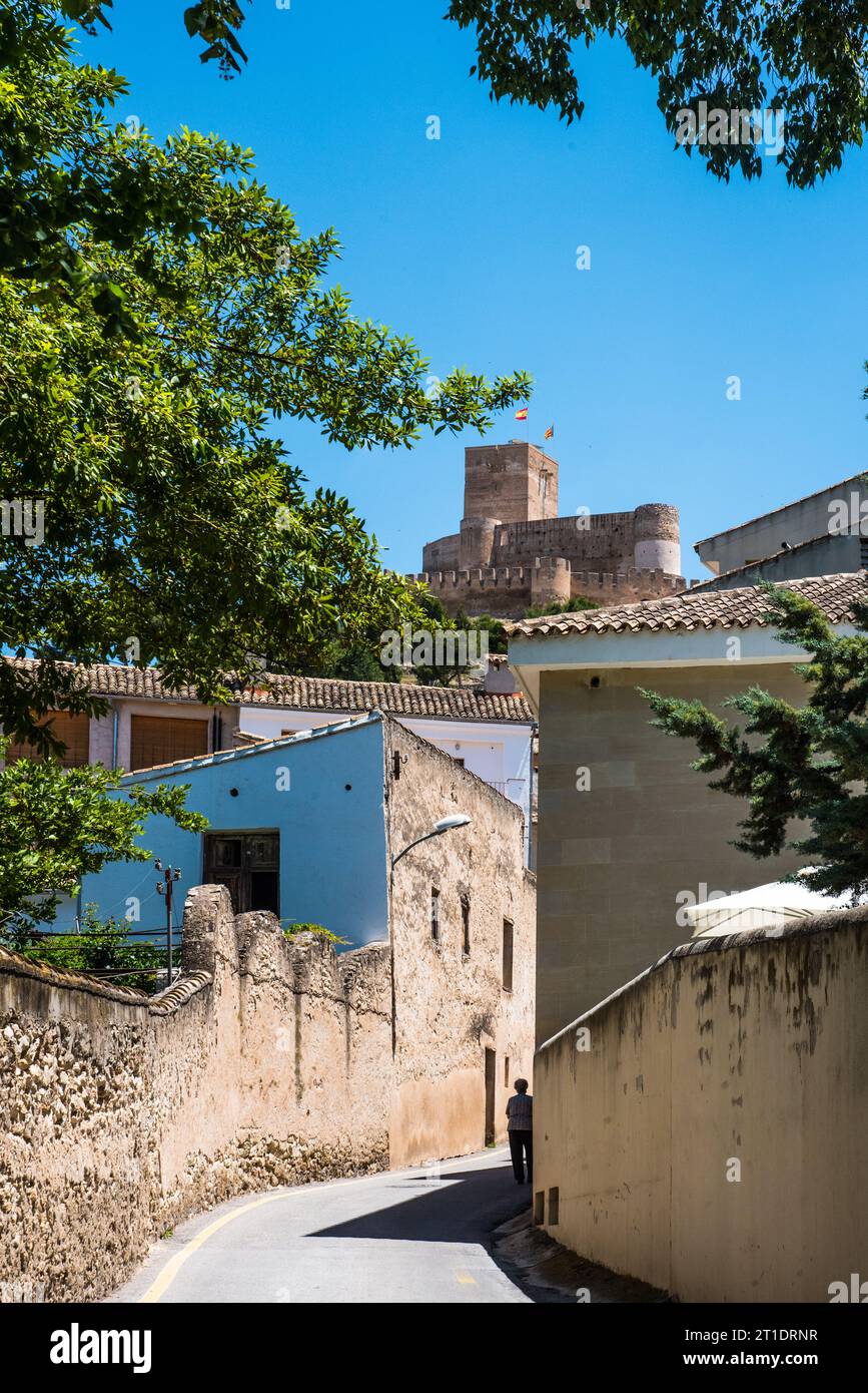 Castilio de Atalaya, in Biar with narrow old town streets, still from ...