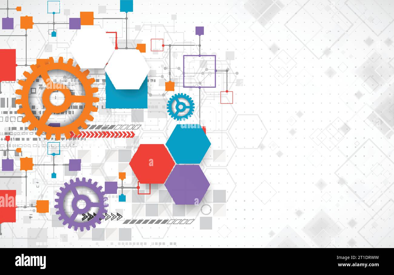 Abstract technology background with various technological elements ...