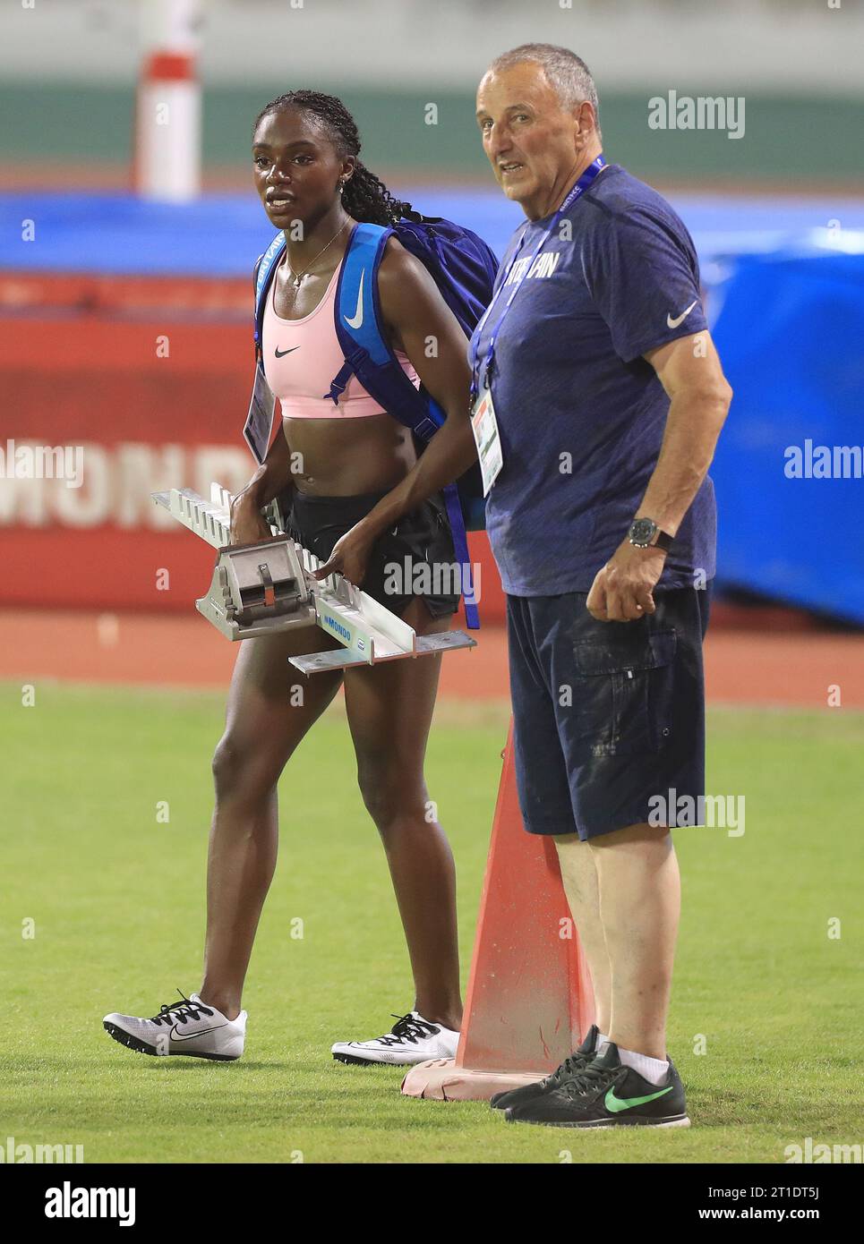 File photo dated 25-09-2019 of Dina Asher-Smith with John Blackie. Dina ...