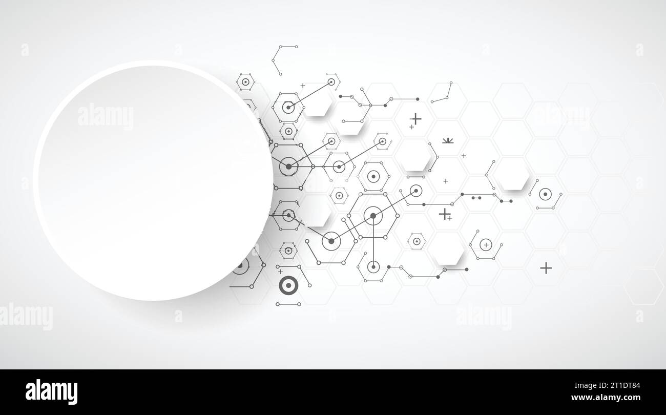 Abstract technology background with various technological elements ...