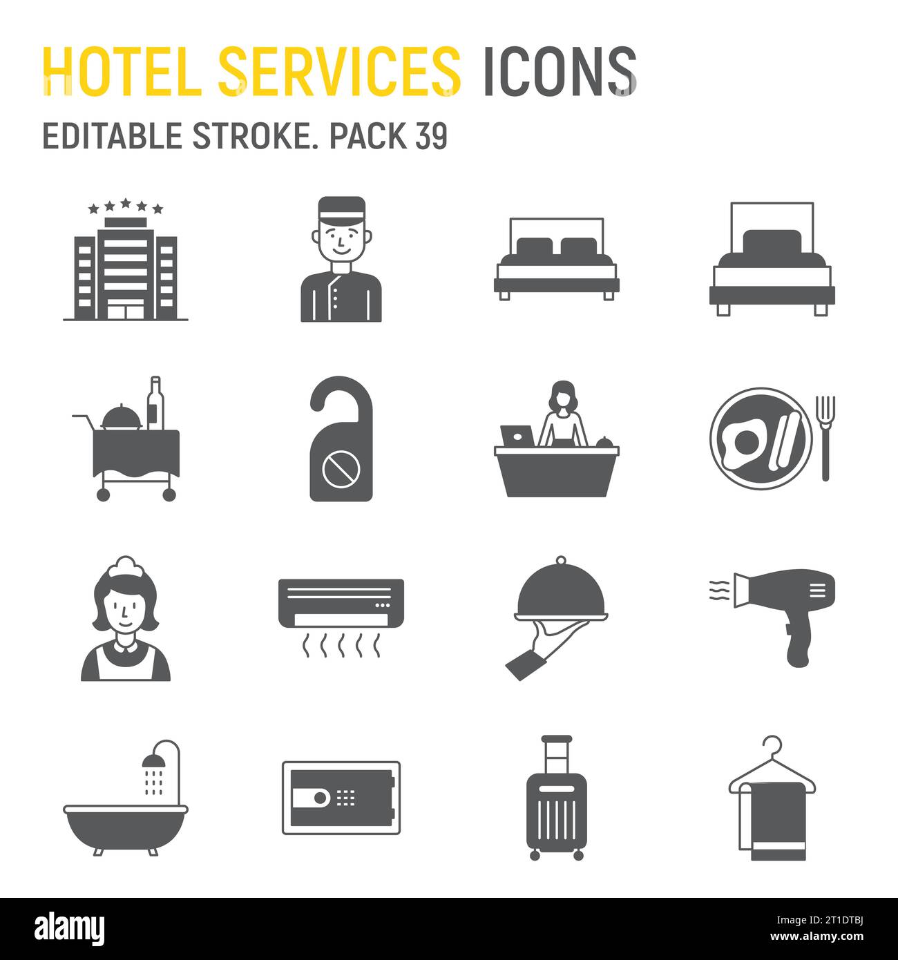 Hotel services glyph icon set, tourism collection, vector graphics ...